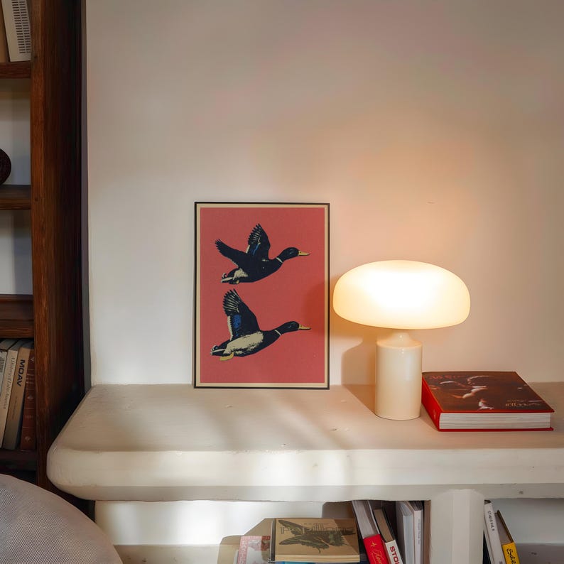 Retro Pop Art Flying Mallard Print, Vintage Outdoors Magazine Poster ...