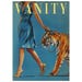 Vintage Woman Walking a Tiger Poster Women Fashion Magazine Wall Art ...