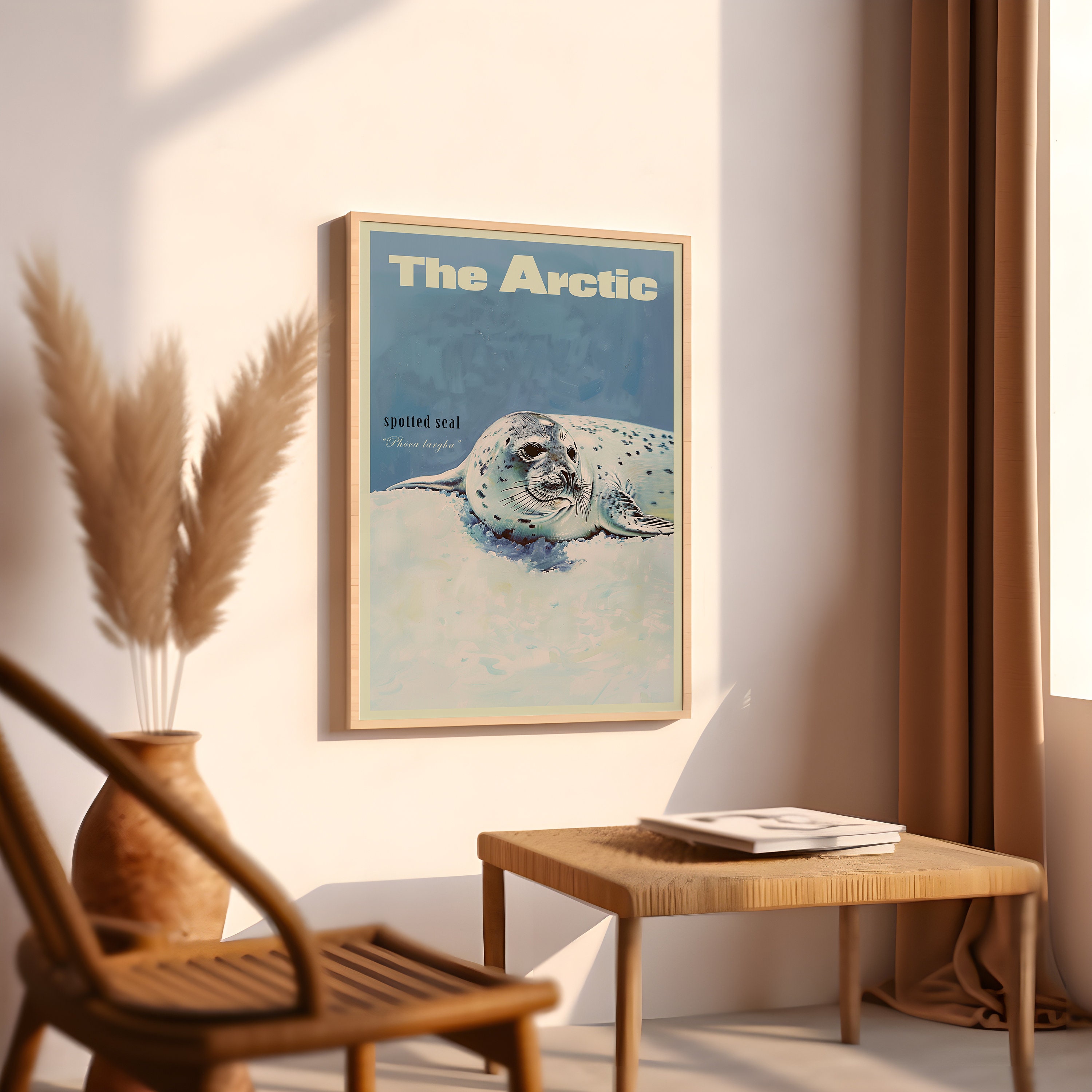 Vintage Spotted Seal Print Retro Alaskan Poster Outdoors Poster Travel ...