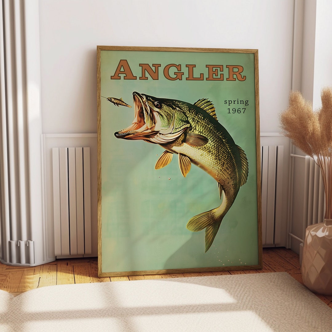 Bass Fishing Vintage Poster Art Retro Travel Poster Cabin Wall Decor ...