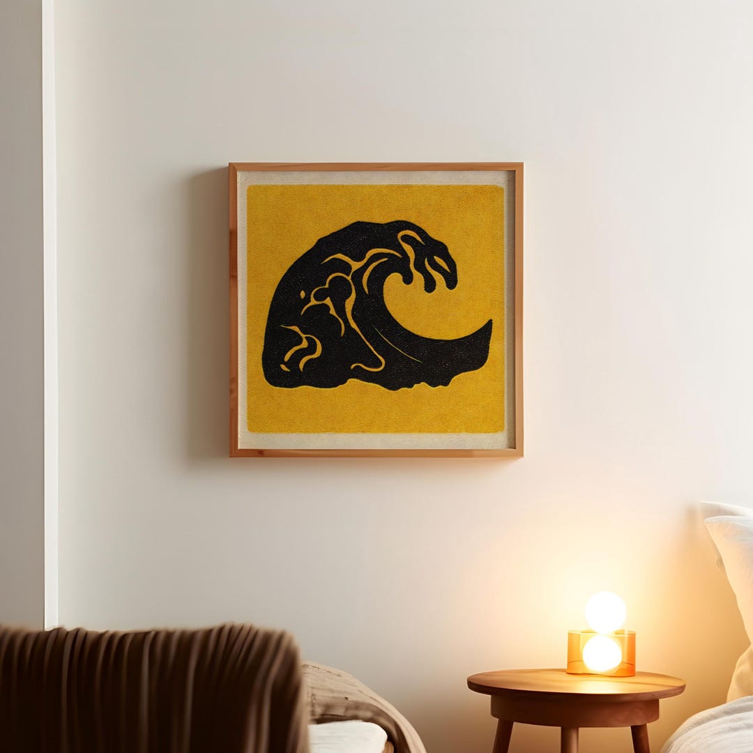 Retro Surf Wave Poster, Summer Beach Wall Art, Coastal Ocean Print ...