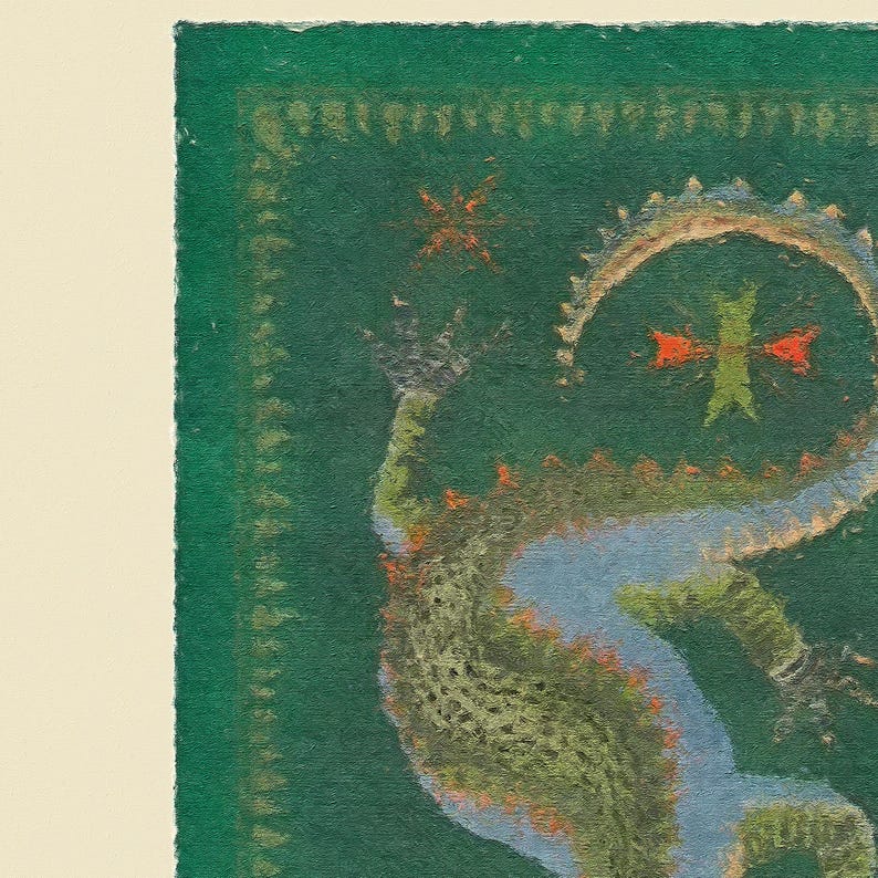 Vintage Crocodile Folk Art Painting Print, Indian Inspired Animal Wall ...