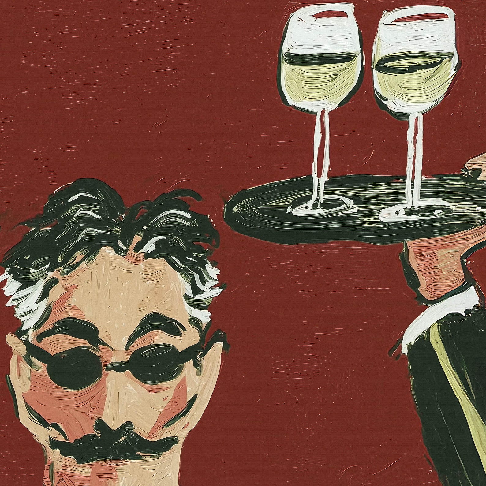 Vintage Waiter Oil Painting Print, Vintage Beverage Poster, Bar Wall ...