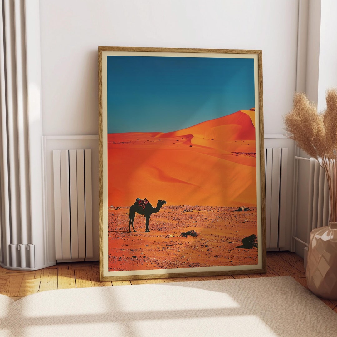 Vintage Camel in Sahara Desert Poster Retro Y2K Wall Decor Backpacking ...