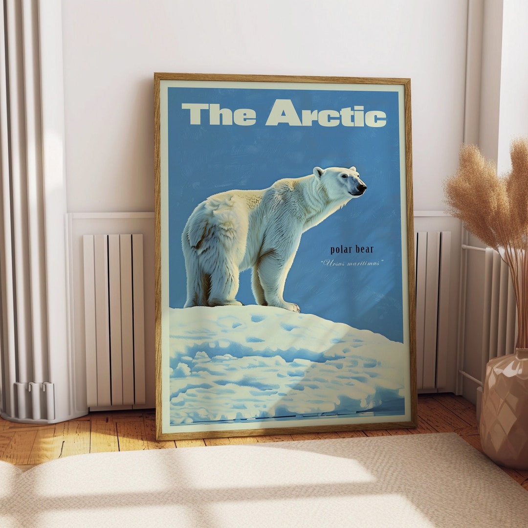 Vintage Polar Bear Print Retro Alaskan Poster Outdoors Poster Travel ...