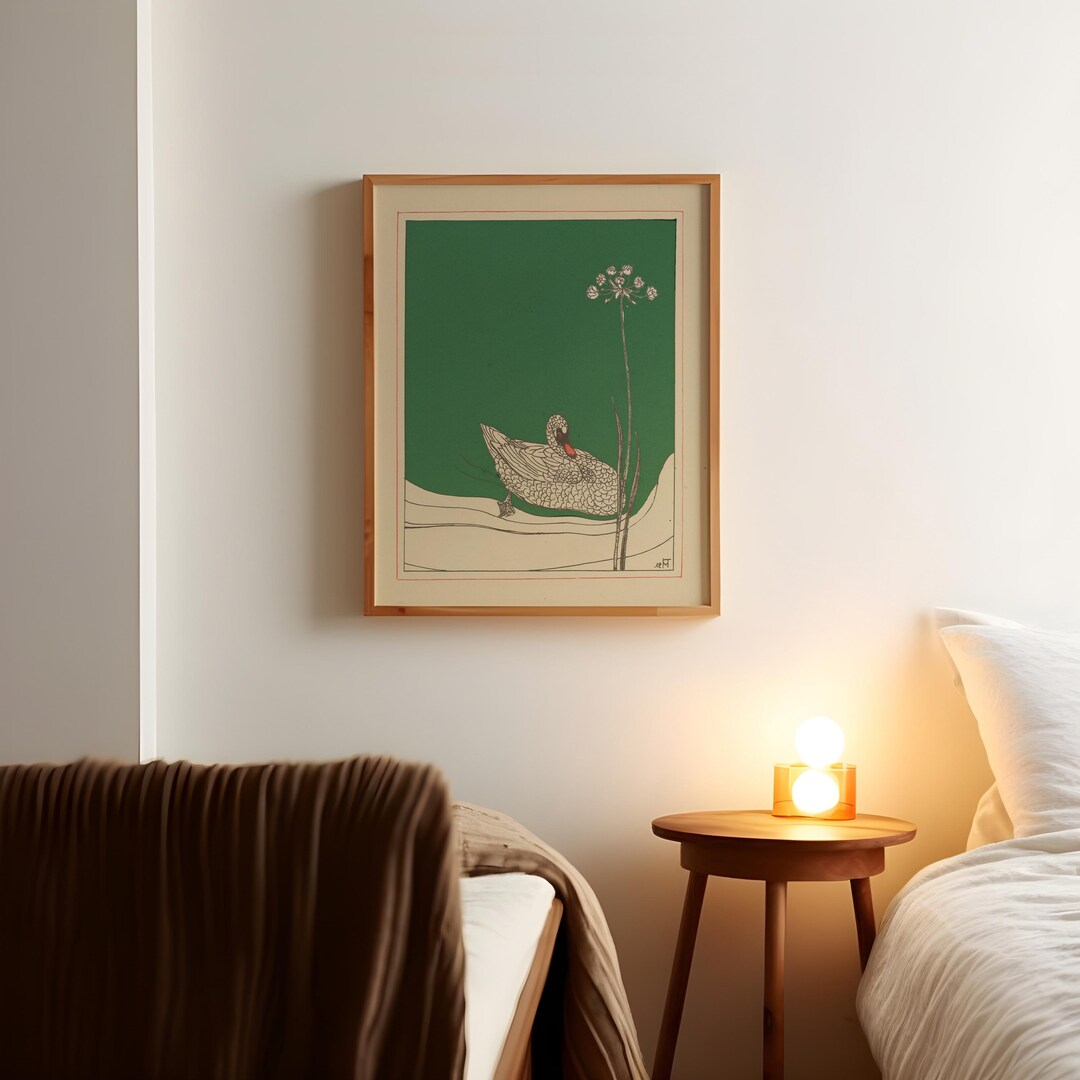 Vintage Swan Drawing Print Japanese Woodblock Print Theo Van Hoytema ...