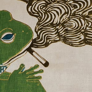 Frog Smoking a Cigarette Vintage Poster Art Retro Whimsical Print Funny ...
