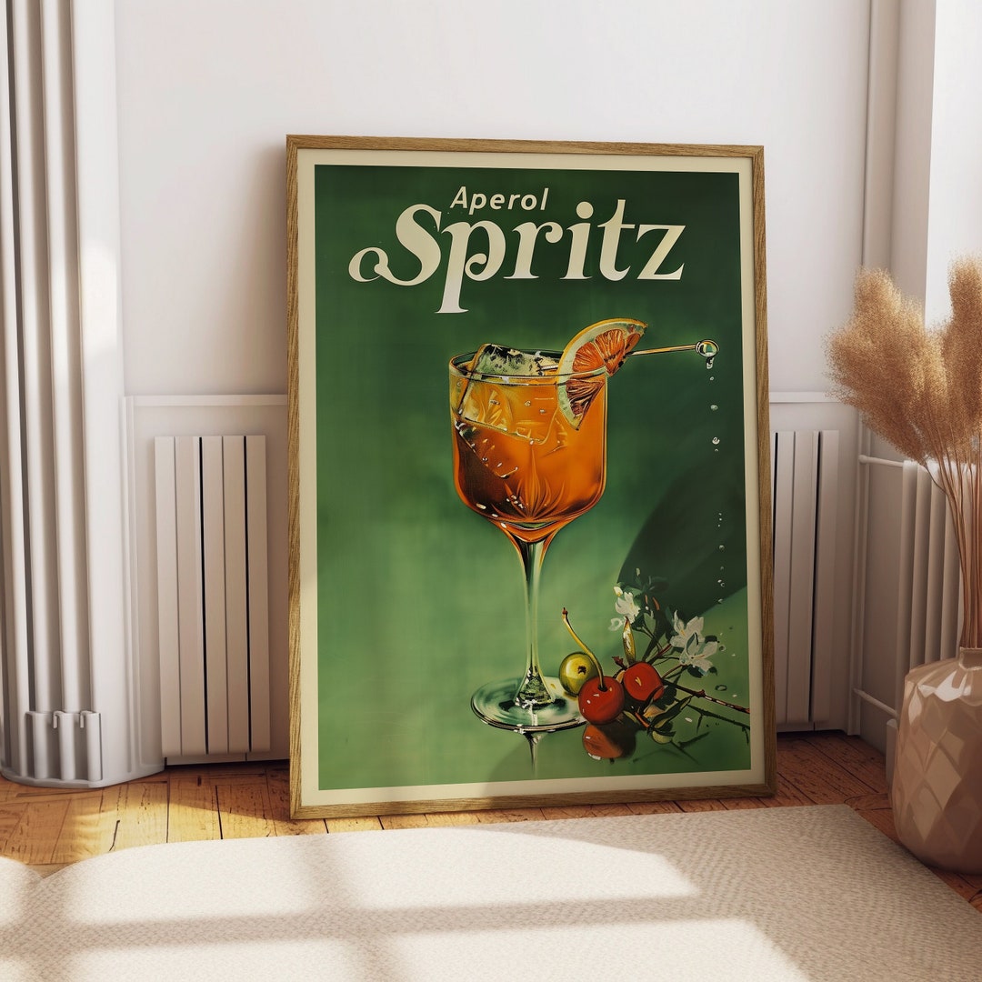 Vintage Aperol Spritz Cocktail Poster Vintage Beverage Poster Bar Wall ...