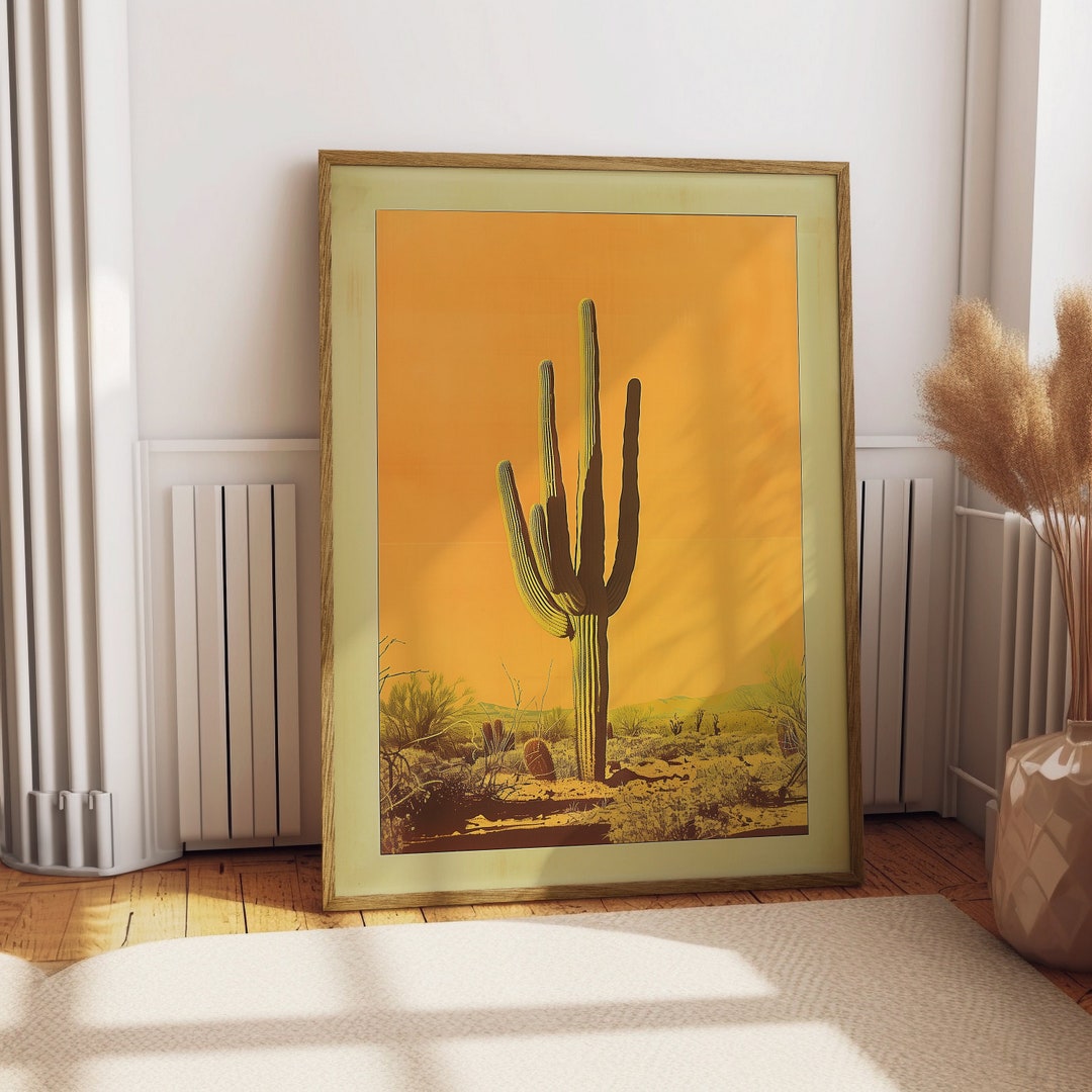 Vintage Saguaro Cactus Print, the Sonoran Desert Print Retro Outdoors ...