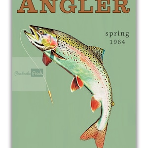 Trout Fly Fishing Vintage Poster Art Retro Travel Poster Cabin Wall ...