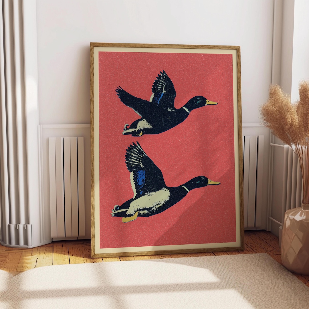 Retro Pop Art Flying Mallard Print, Vintage Outdoors Magazine Poster ...
