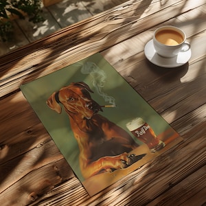 Ruff Day Funny Dog Print Vintage Beverage Poster Bar Wall Decor Retro ...