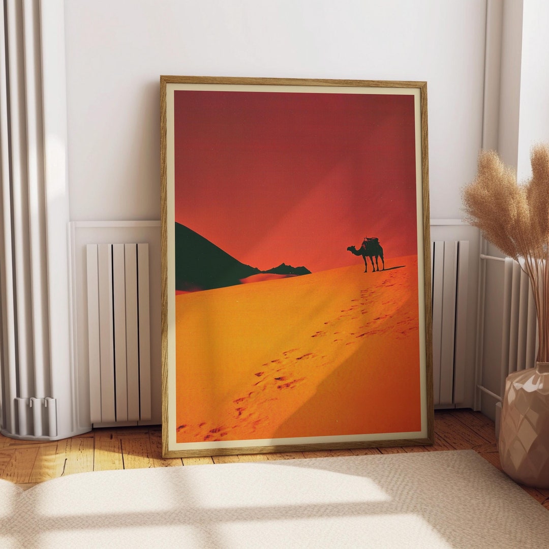 Vintage Camel Exploring Advertisement Photo Poster Retro Sahara Desert ...
