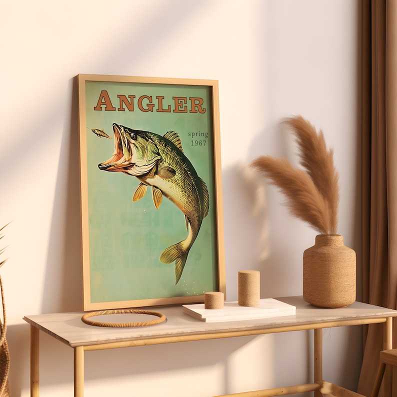 Bass Fishing Vintage Poster Art Retro Travel Poster Cabin Wall Decor ...