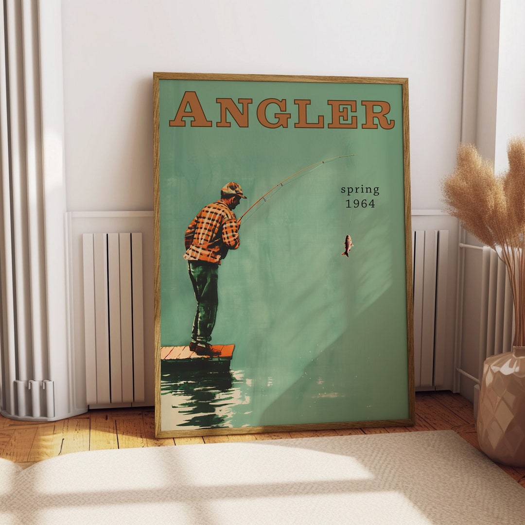 Fisherman Fishing Vintage Poster Art Retro Travel Poster Cabin Wall ...