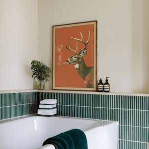 Buck Smoking a Cigarette Vintage Poster Art Funny Whitetail Deer Retro ...