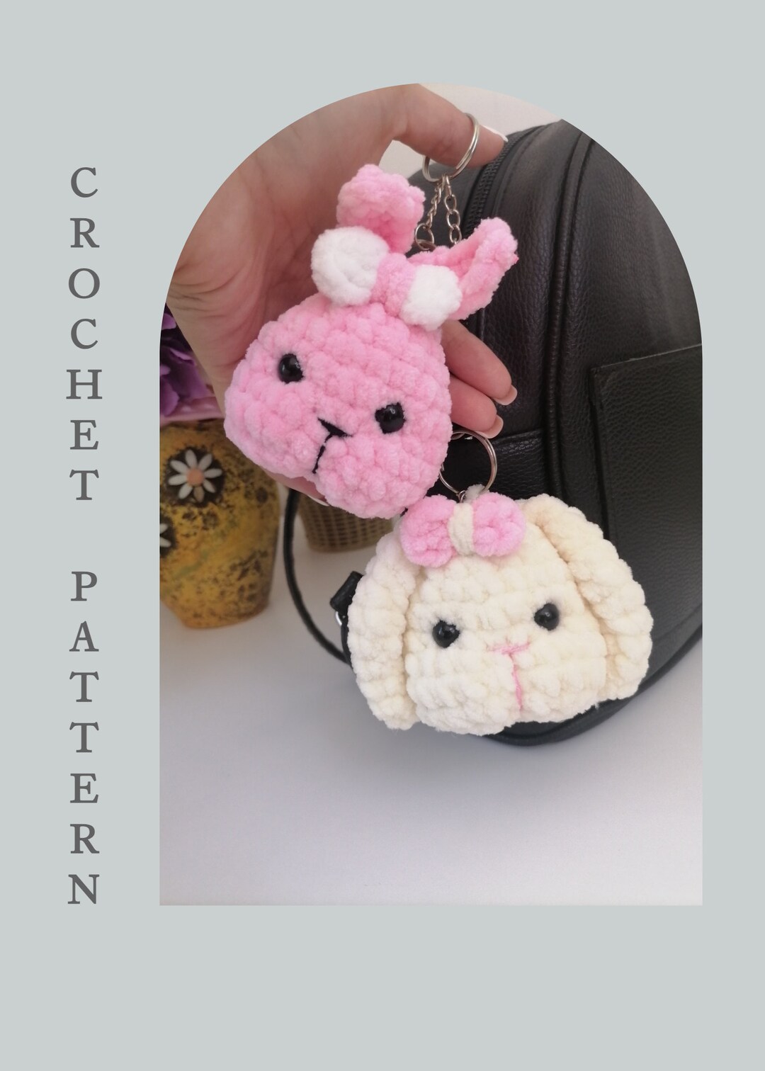 Bunny Keychain/bunny Head Keychain/crochet Keychain/amigurumi Keychain ...