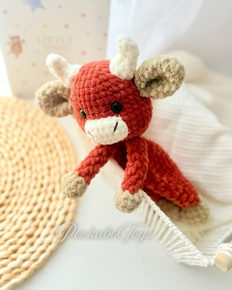 Bull Snuggler Crochet Pattern , Amigurumi Snuggler Bull , Lovey Bull ...
