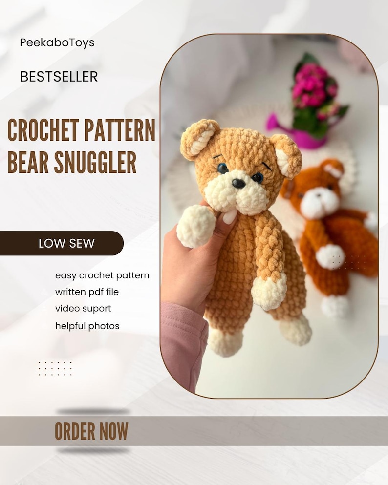 Bear Snuggler Amigurumi , Plushie Snuggler Bear , Crochet Pattern Bear ...