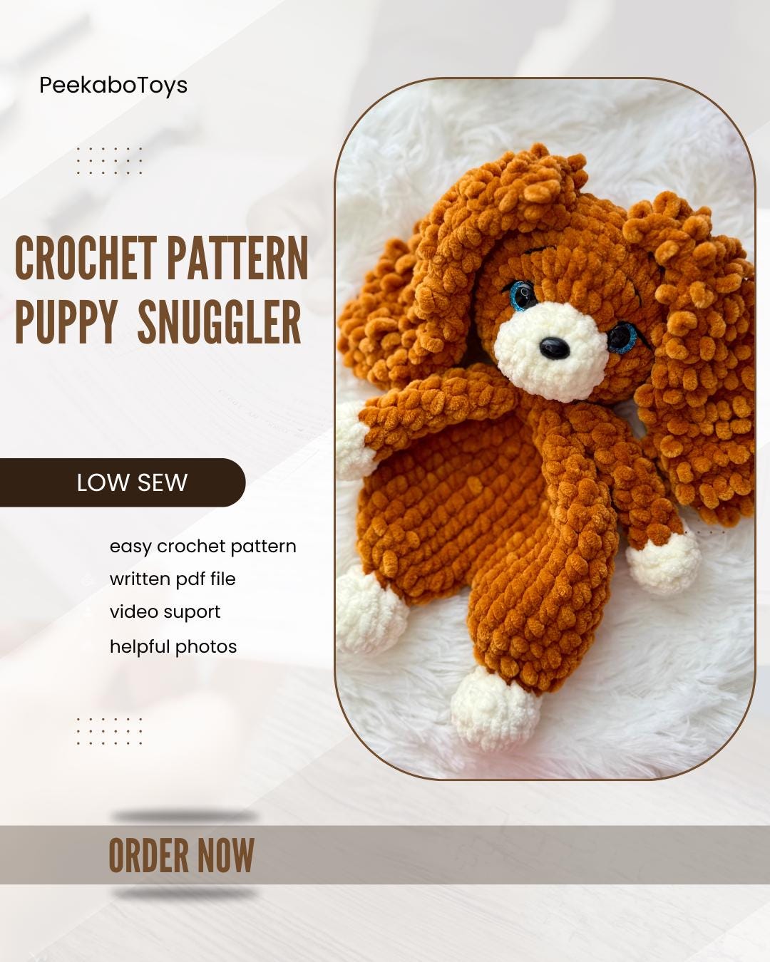 Dog Snuggler Crochet Pattern/ Amigurumi Puppy Snuggler/ Comforter Dog ...