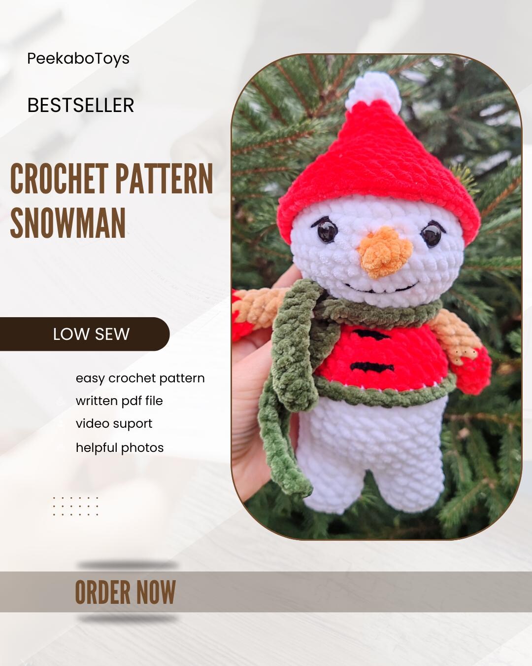 Little Snowman Crochet Pattern/crochet Tutorial/pdf Snowman Crochet ...