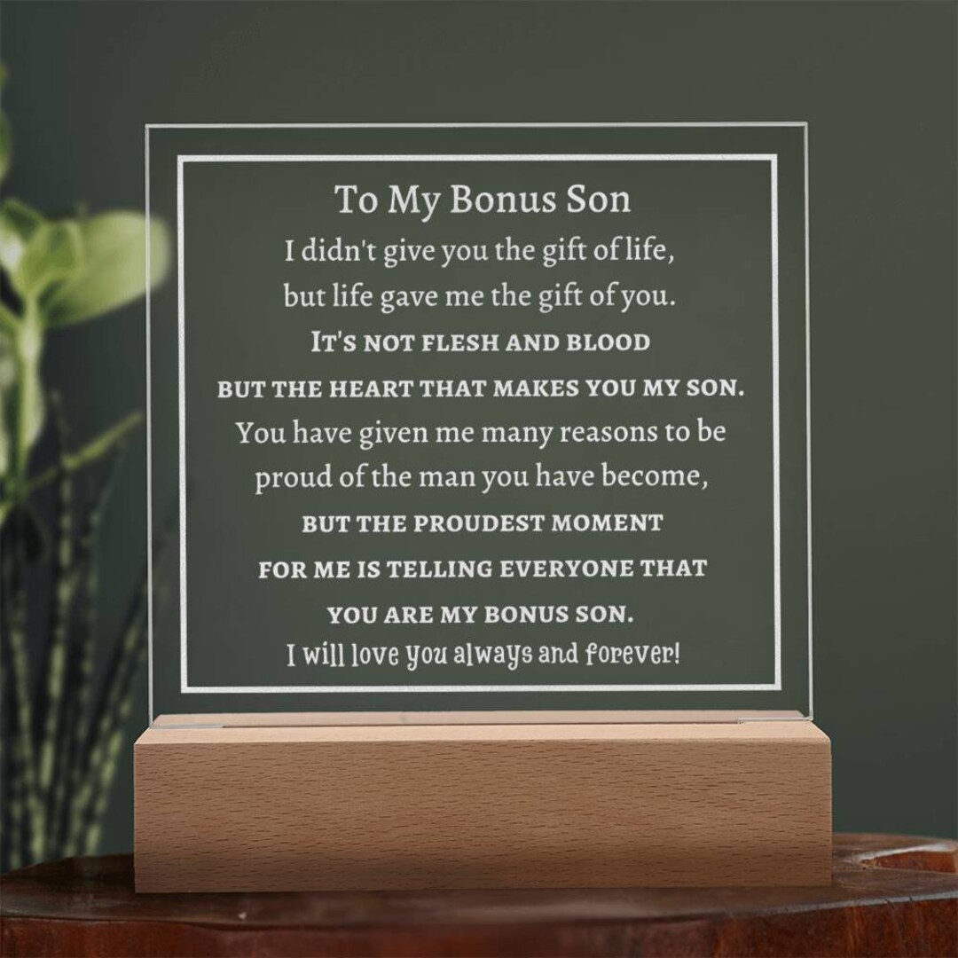 Engraved Acrylic Plaque for Bonus Son From Parents, Gift for Bonus Son ...
