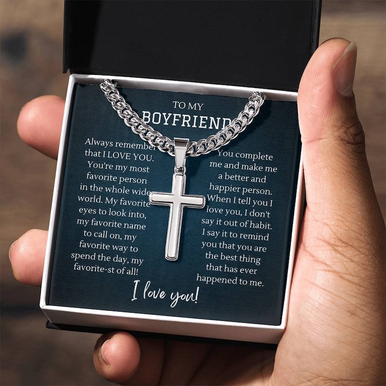 Boyfriend Valentine's Day Cross Necklace,promise Necklace for Boyfriend ...