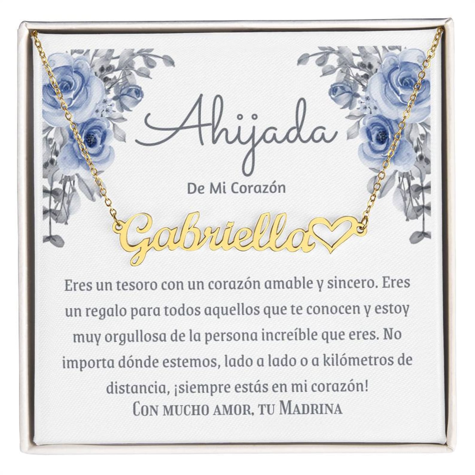 Spanish Goddaughter Gift, Ahijada Collar Carta, Regalo De Madrina ...