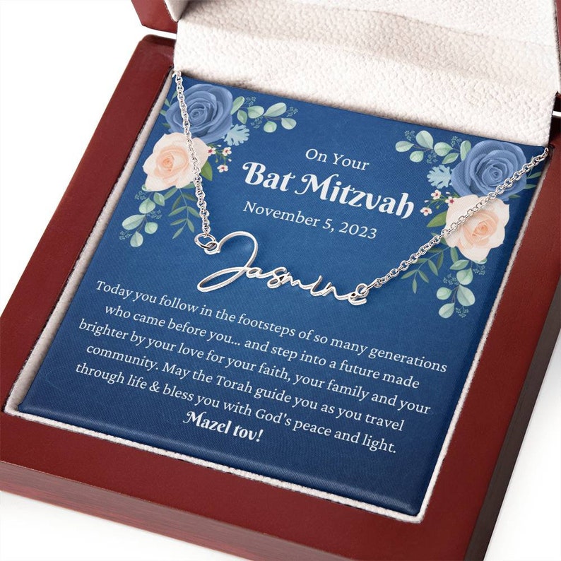 Bat Mitzvah Gift Necklace, Mazel Tov Gift for Bat Mitzvah Jewelry, Bat ...