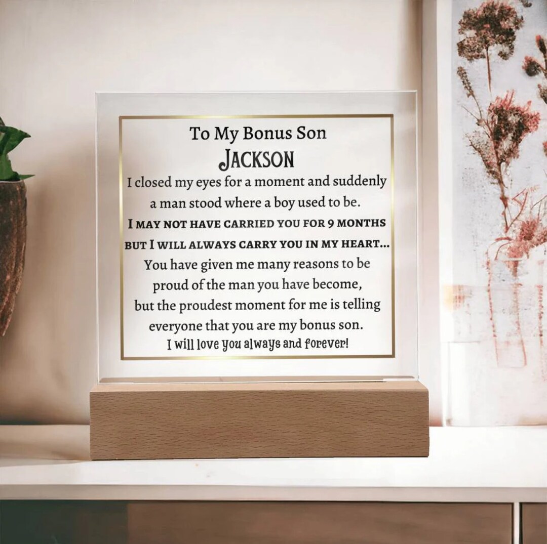 Step Son Gift, Bonus Son Gift, to My Bonus Son Acrylic Plaque, for ...