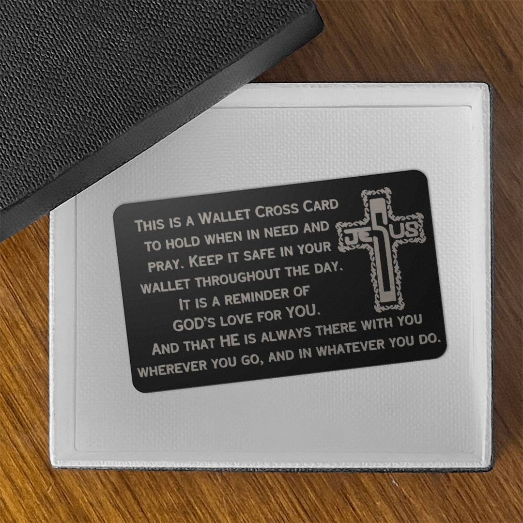 Engraved Wallet Card, Prayer Card for Loved One's Safety, Wallet Cross ...