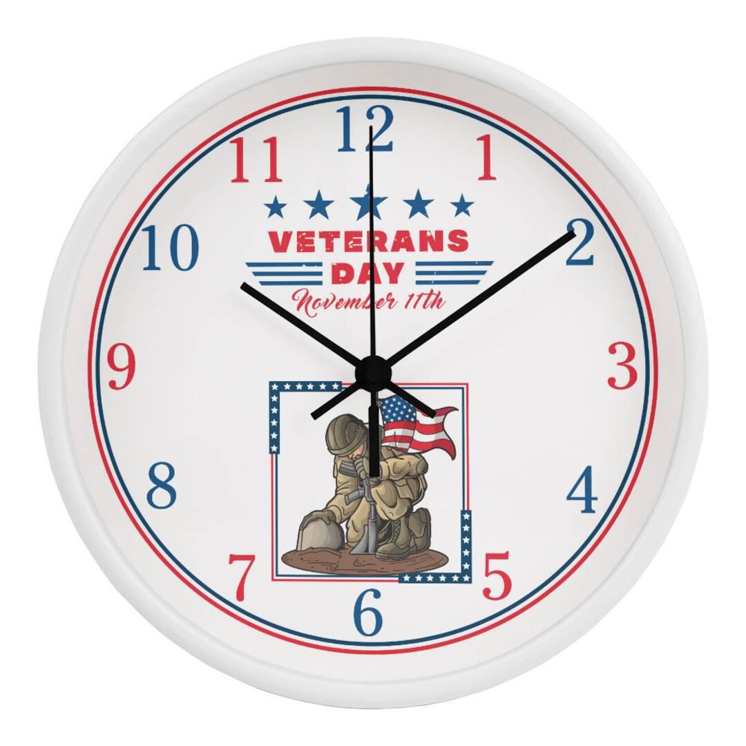 Gift for Veteran, American Flag Clock, Patriotic Wall Clock, USA Flag ...