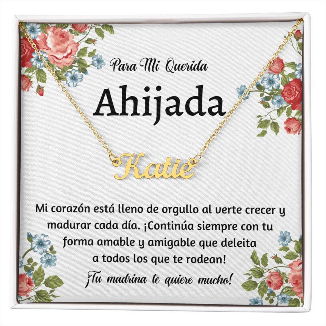 Spanish Goddaughter Gift, Ahijada Collar Carta, Regalo De Madrina ...