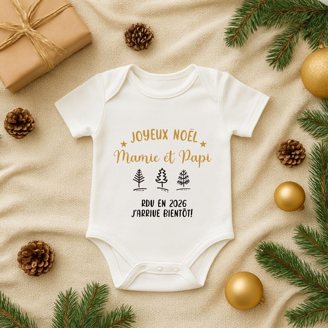 Joyeux Noël Mamie Et Papi, Baby Announcement Bodysuit: Future ...