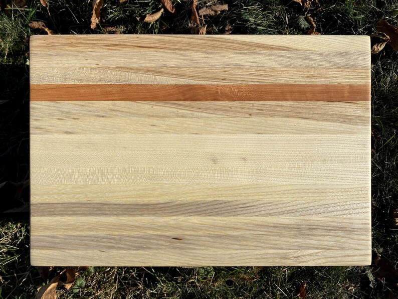Hackberry Edge Grain Cutting Board W/cherry Accent - Etsy
