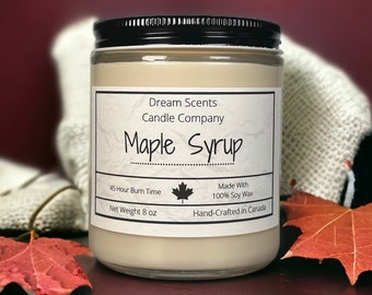 Maple Scented Soy Candle / Natural Scented Soy Wax Candle / Vegan Soy Candles / Handmade Maple ...
