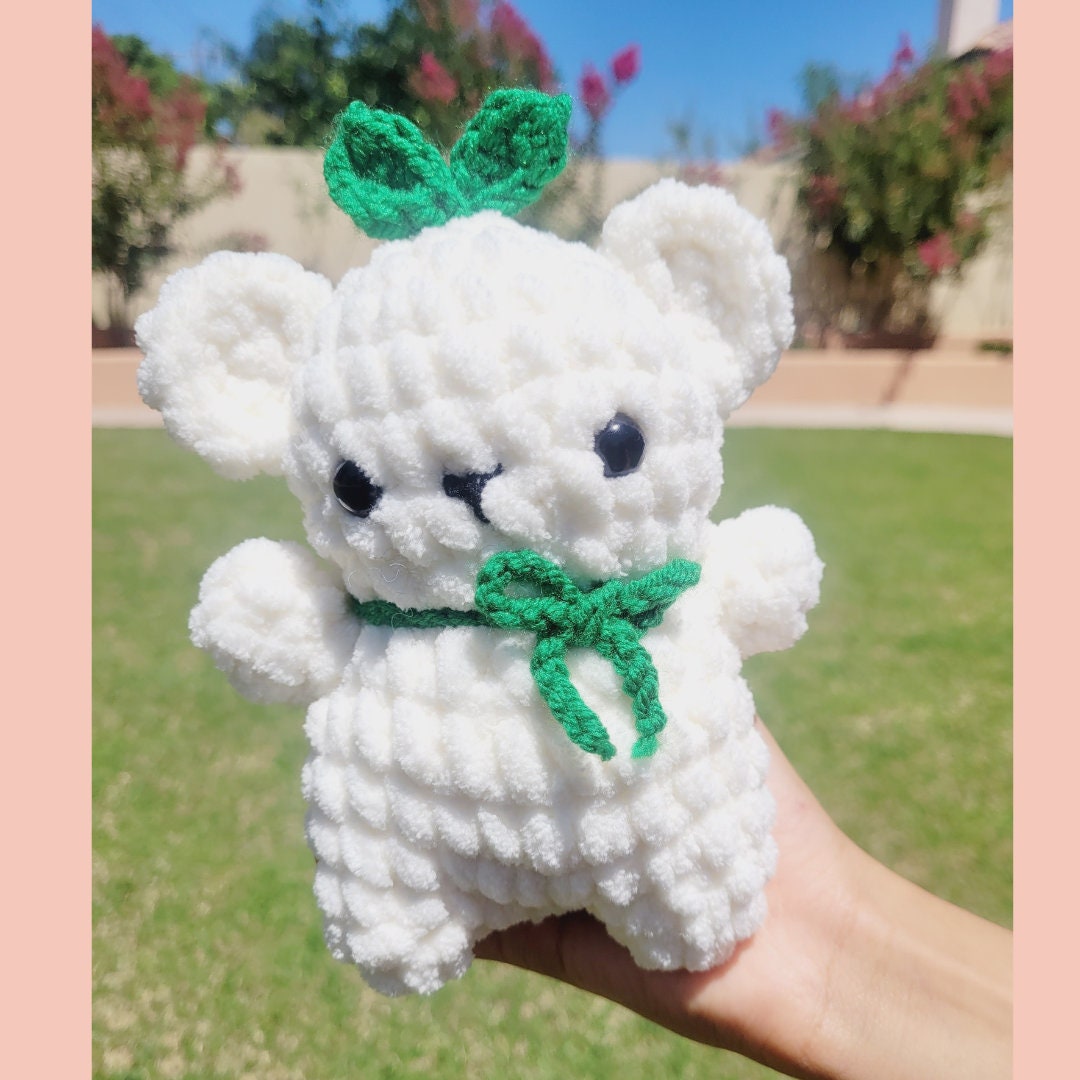 Crochet Sprout Bear Plushie Cute Kawaii Stuffed Animal Amigurumi ...