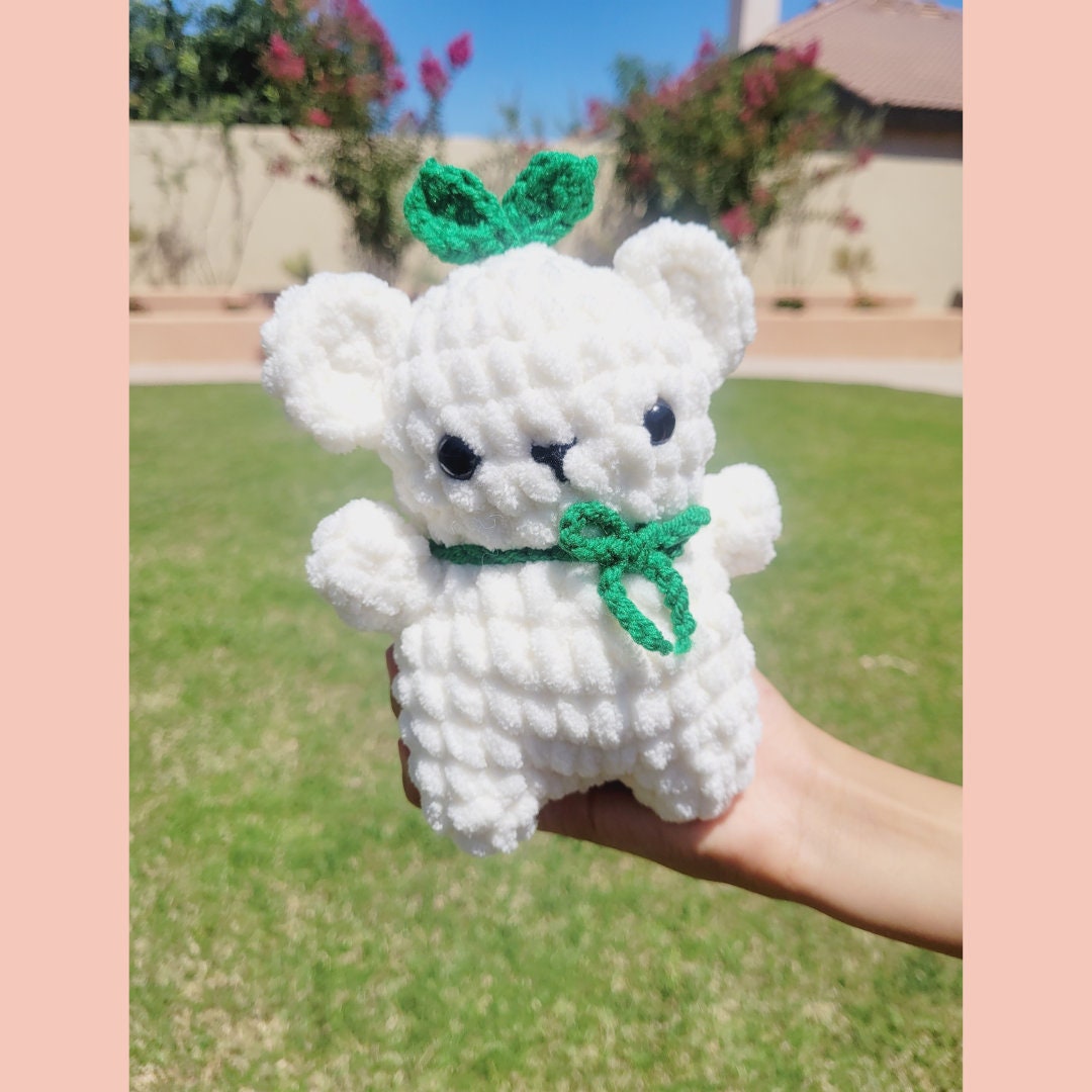 Crochet Sprout Bear Plushie | Cute Kawaii Stuffed Animal | Amigurumi ...