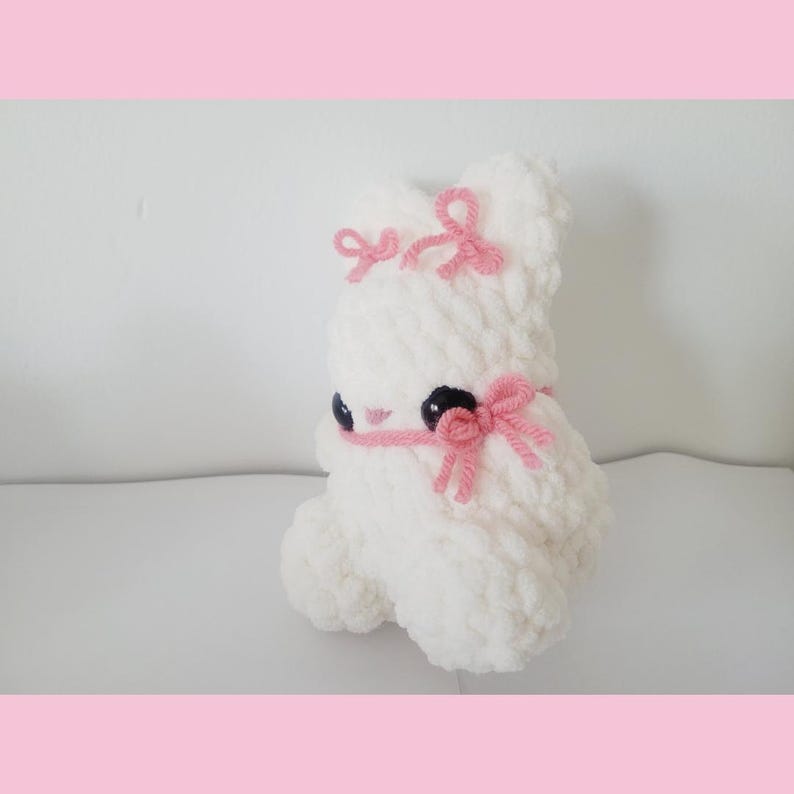 Crochet Coquette Bunny Plushie | Kawaii Stuffed Animal, Handmade - Etsy