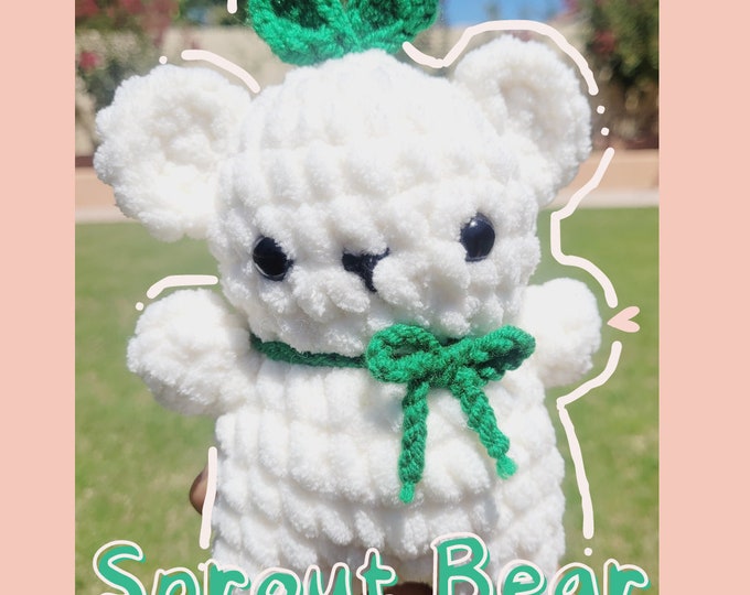 Crochet Sprout Bear Plushie | Cute Kawaii Stuffed Animal | Amigurumi ...
