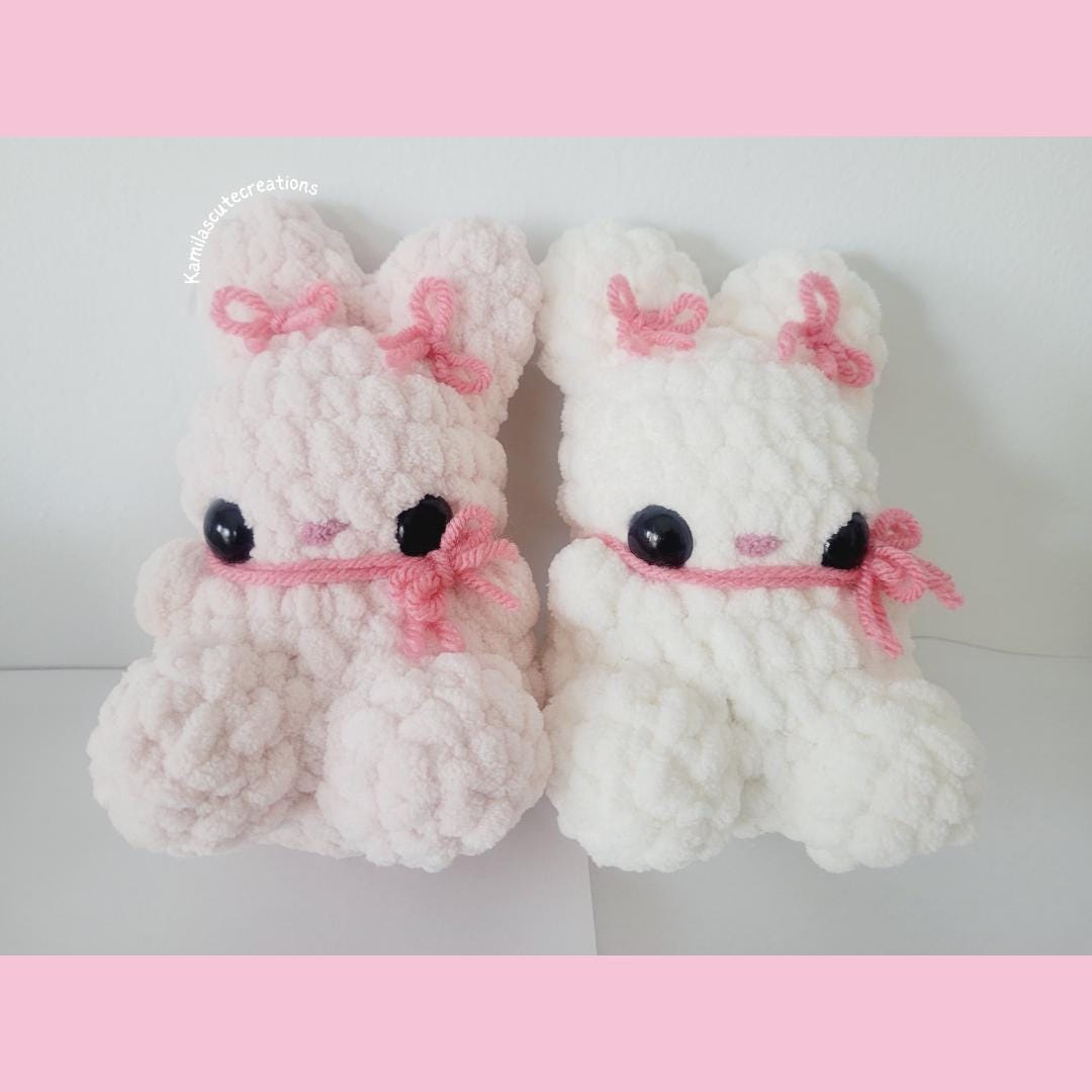Crochet Coquette Bunny Plushie | Kawaii Stuffed Animal, Handmade - Etsy
