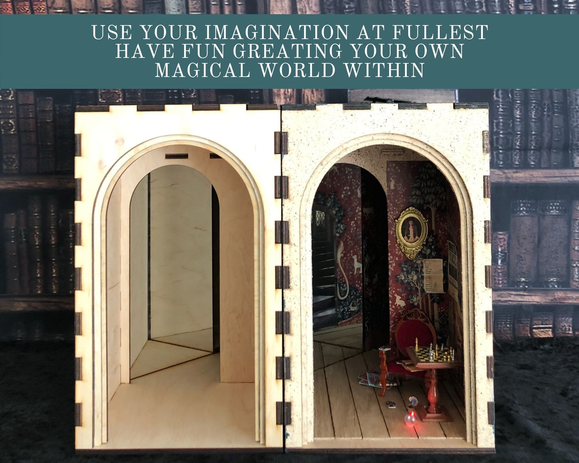 Book Nook DIY Kit With Mirror and Hologram, Book Nook Shelf Insert, DIY ...