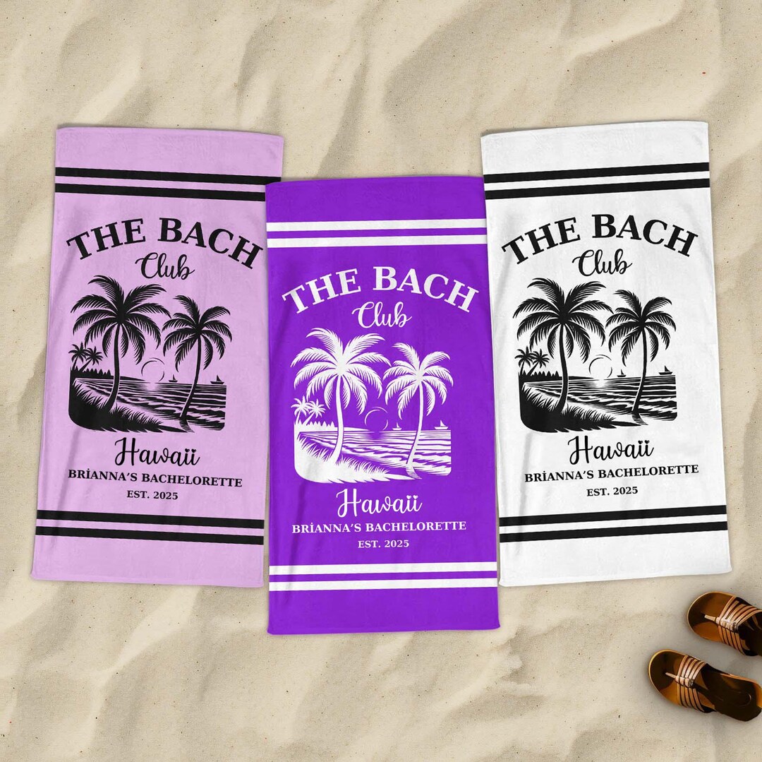 The Bach Club Beach Towel, Custom Bachelorette Towels, Lake Camping ...