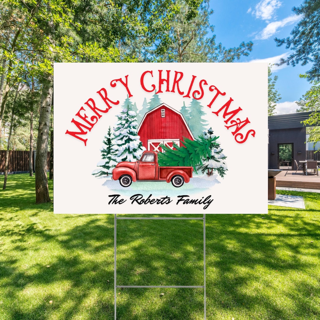 Merry Christmas Yard Sign, Xmas Gift for Family, Winter Family Last ...