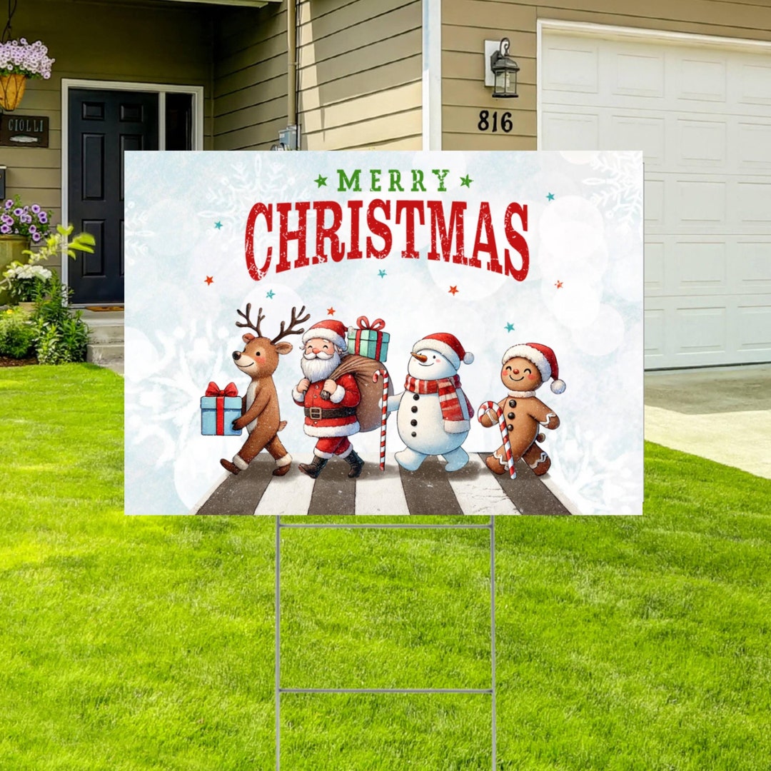 Merry Christmas Yard Sign, Christmas Farmhouse Porch Sign, Santa Decor ...