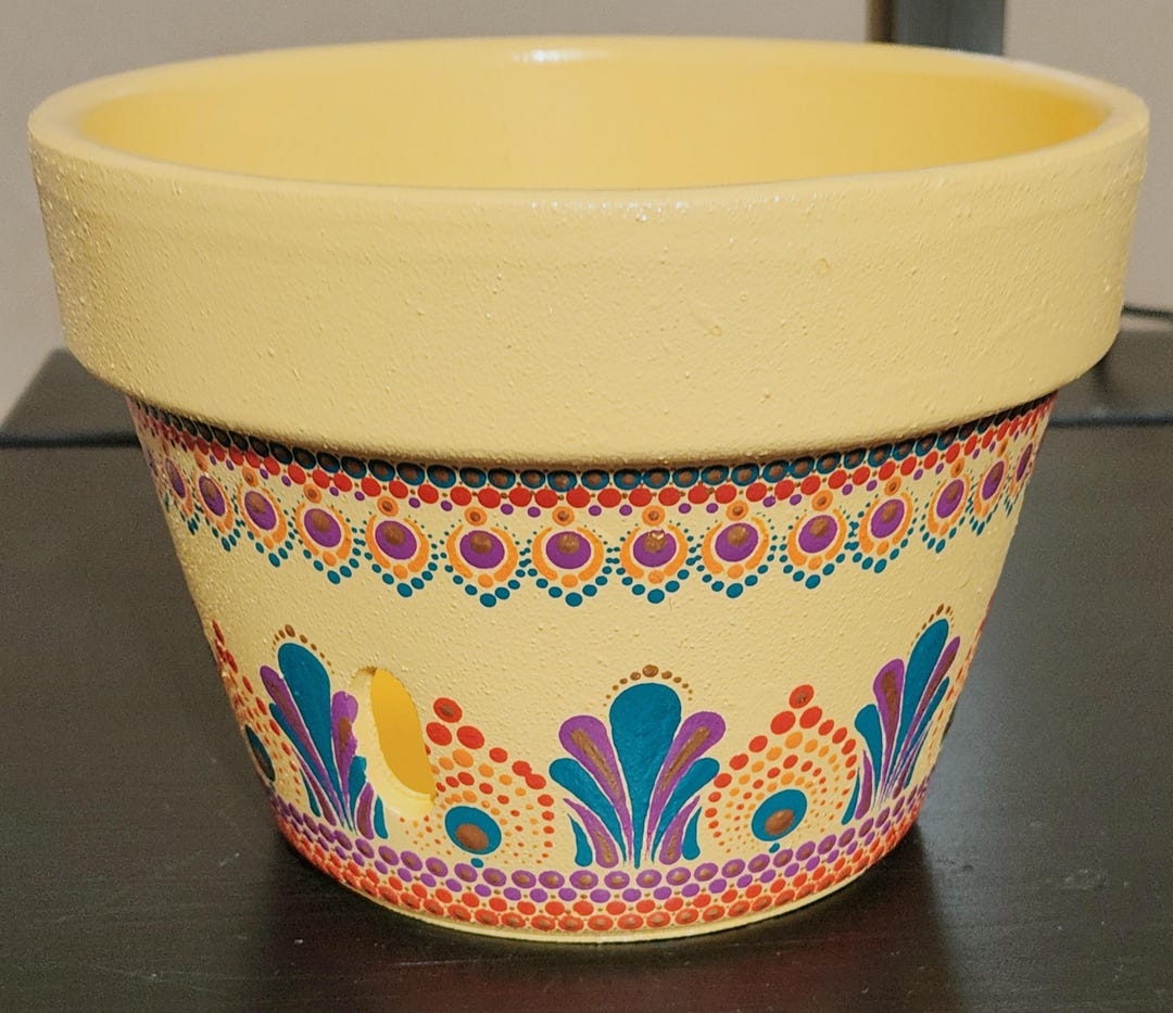 6 Inch Dotted Mandala Terracotta Orchid Pot - Etsy
