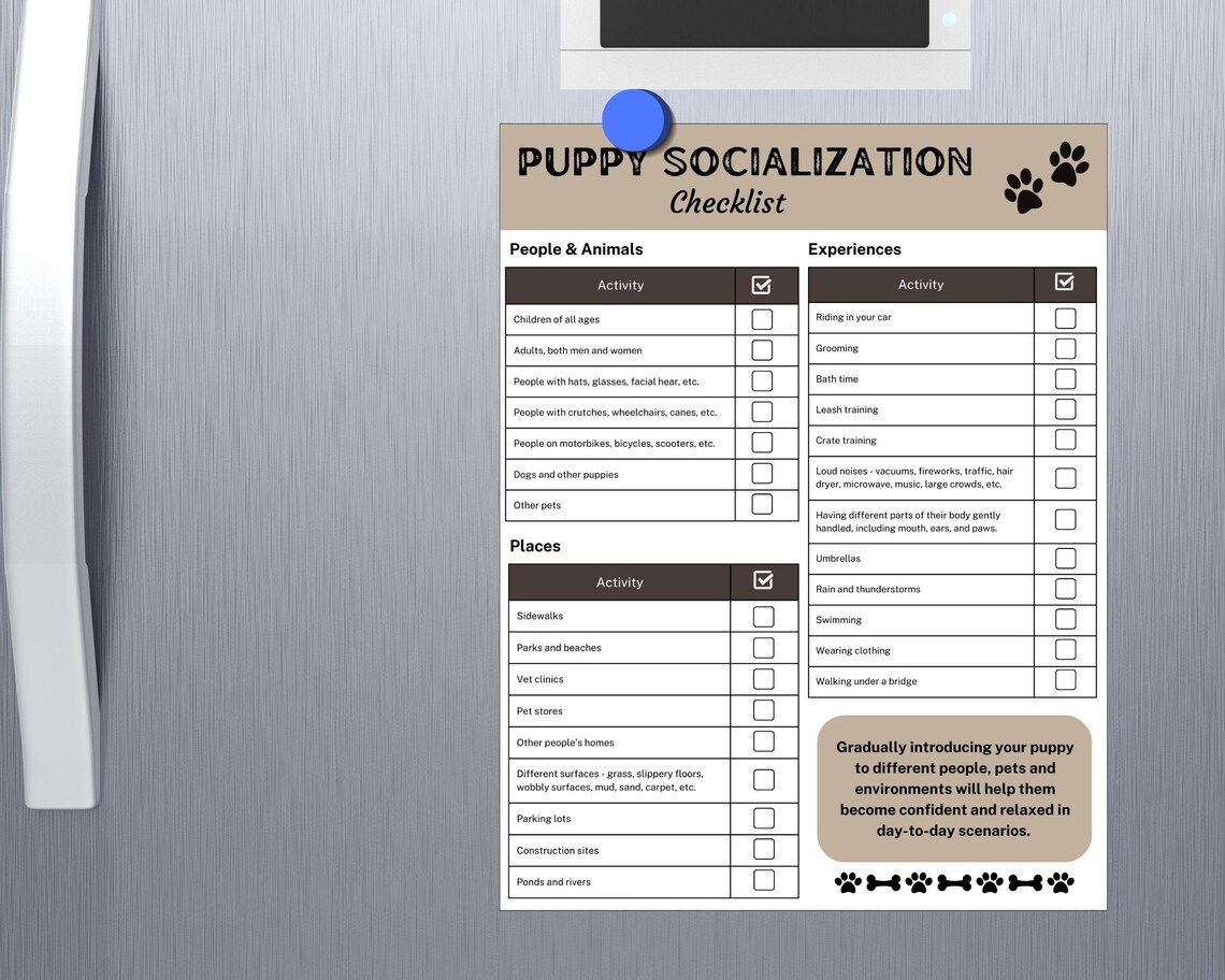 Puppy Socialization Checklist | Digital Download Printable | Essential ...