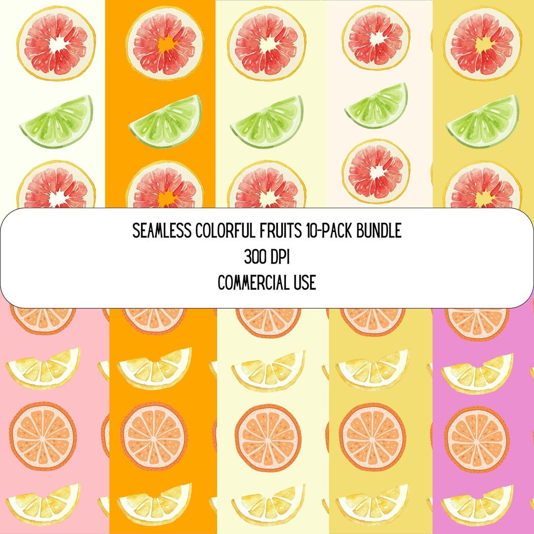 Digital Scrapbooking Papers & Elements Citrus Fruit Patterns, Colorful ...