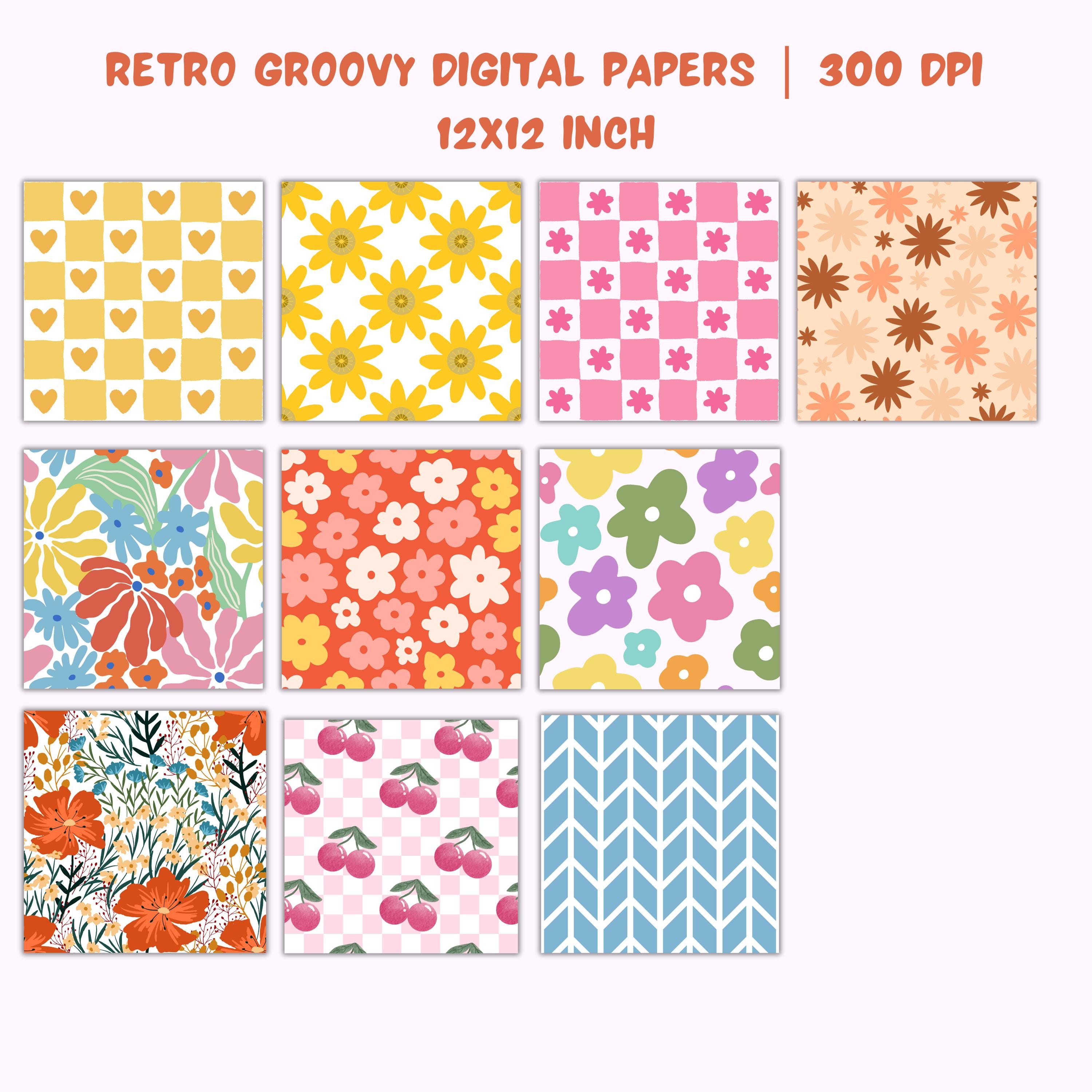 Retro Groovy Funky Seamless Digital Paper Patterns | 12x12 Inch 300 DPI ...