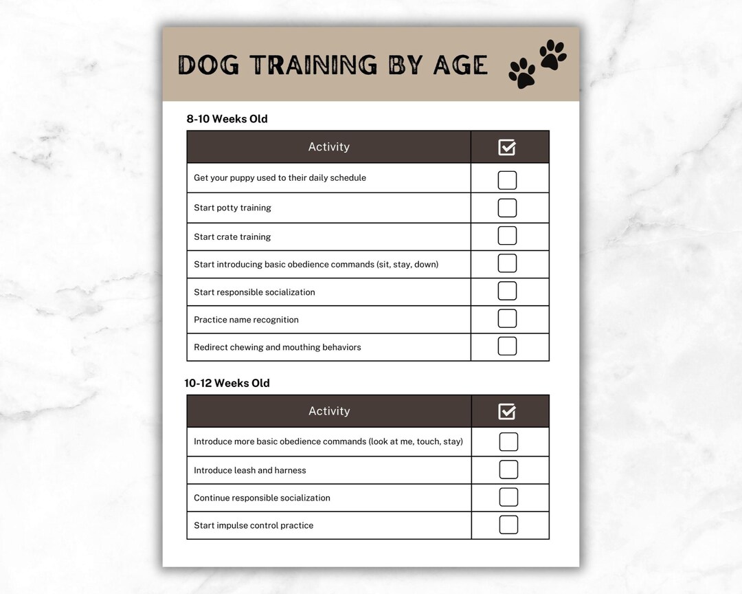 Puppy Training Checklist by Age: Potty, Crate, Socialization (digital ...